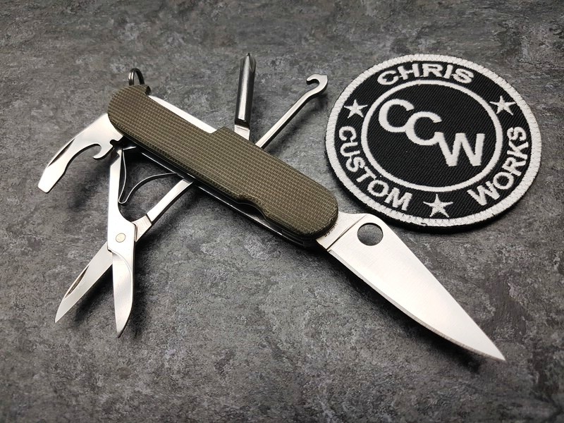 SAK-Crossover-Mod: Green Micarta Spydernox | Chris Custom Works