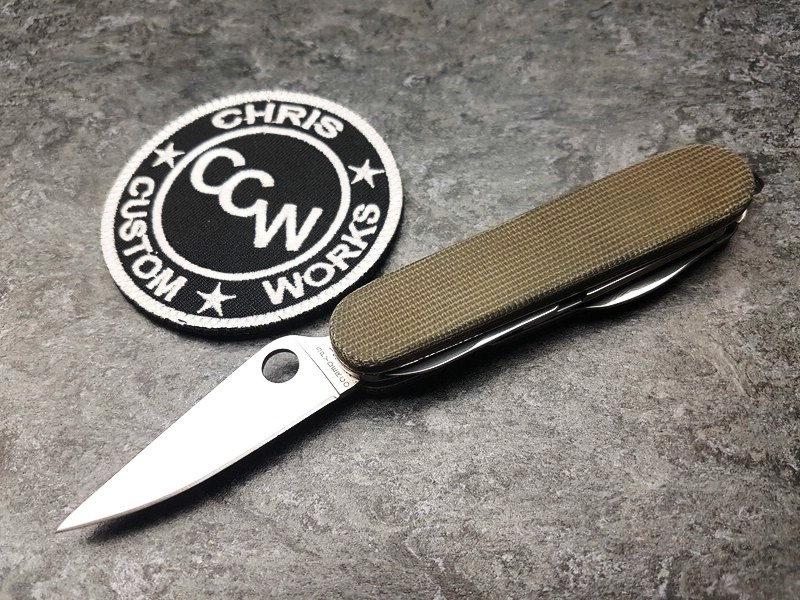 SAK-Crossover-Mod: Green Micarta Spydernox | Chris Custom Works
